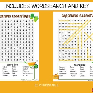 Gardening Essentials Word Search | Garden Word Search | Spring Word ...