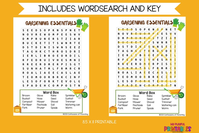Gardening Essentials Word Search | Garden Word Search | Spring Word ...
