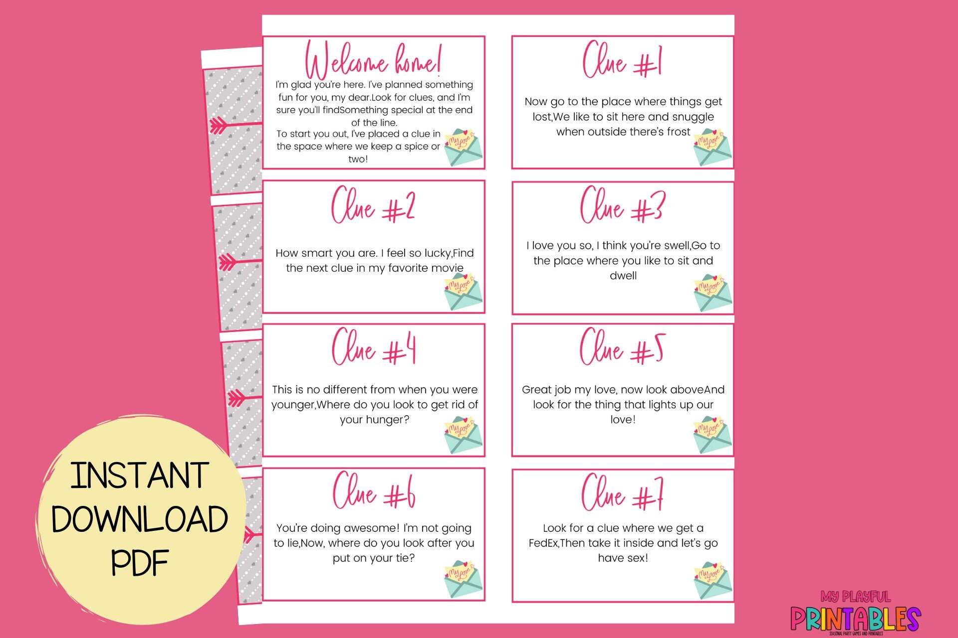 Romantic Scavenger Hunt Couples Scavenger Hunt Printable Valentine's ...