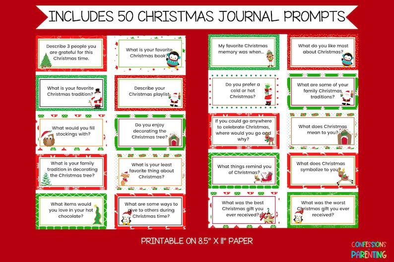 50 Christmas Journal Prompts | Printable Christmas Writing Prompts ...