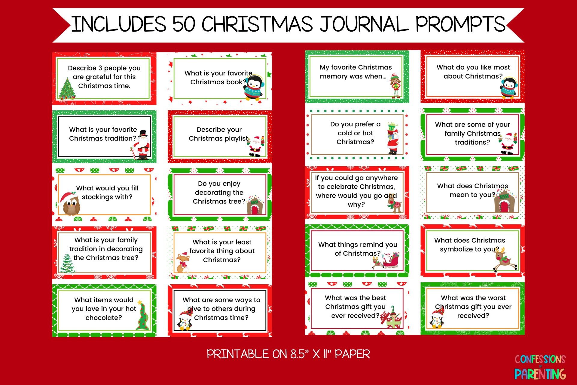 50 Christmas Journal Prompts | Printable Christmas Writing Prompts ...