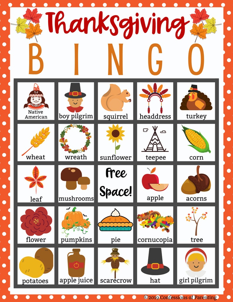 7 Thanksgiving Bingo Cards | Printable Thanksgiving Bingo | Printable ...