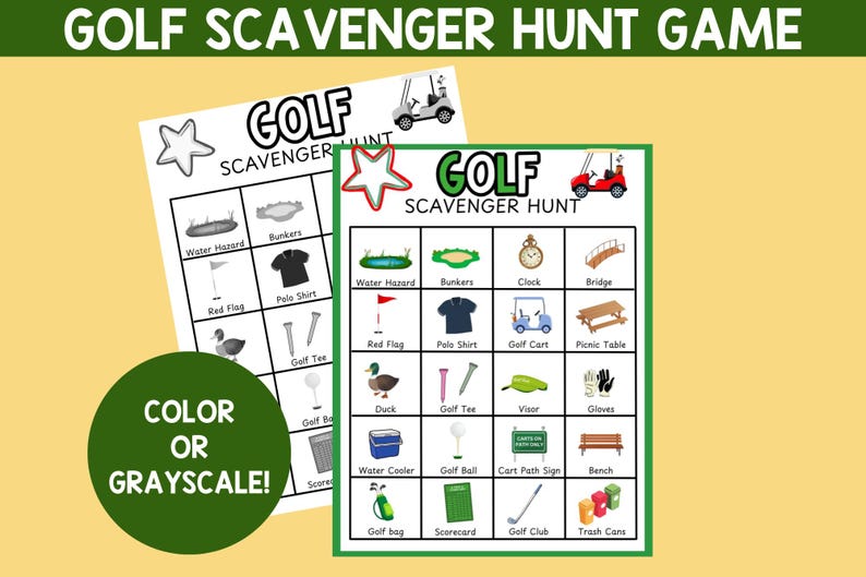 Golf Scavenger Hunt Game | Printable Golf Party Games | Golf Tournament ...