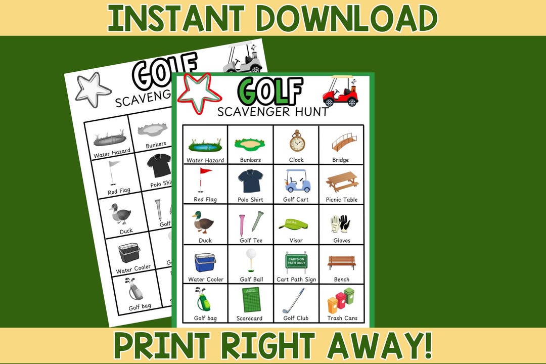 Golf Scavenger Hunt Game | Printable Golf Party Games | Golf Tournament ...