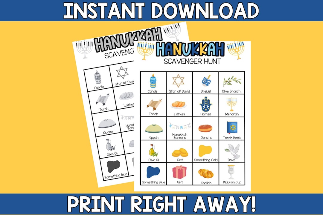 Hanukkah Scavenger Hunt | Printable Hanukkah Scavenger Hunt | Printable ...