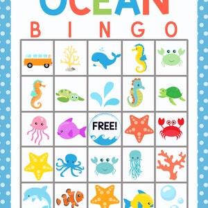 7 Ocean Bingo Games | Under the Sea Bingo | Printable Ocean Bingo ...