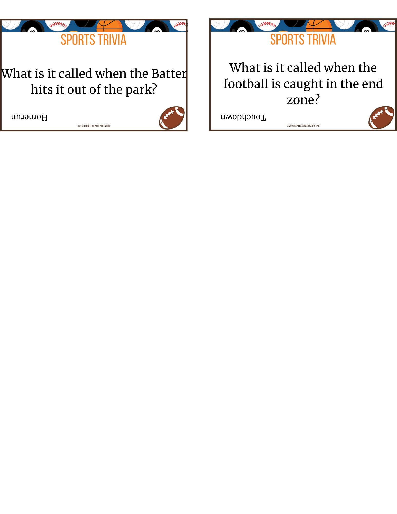 50 Sports Themed Trivia Cards - Etsy