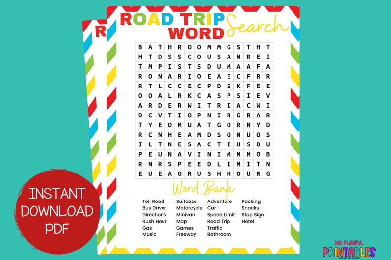 Road Trip Word Search | Road Trip Games | Kids Road Trip Activity ...