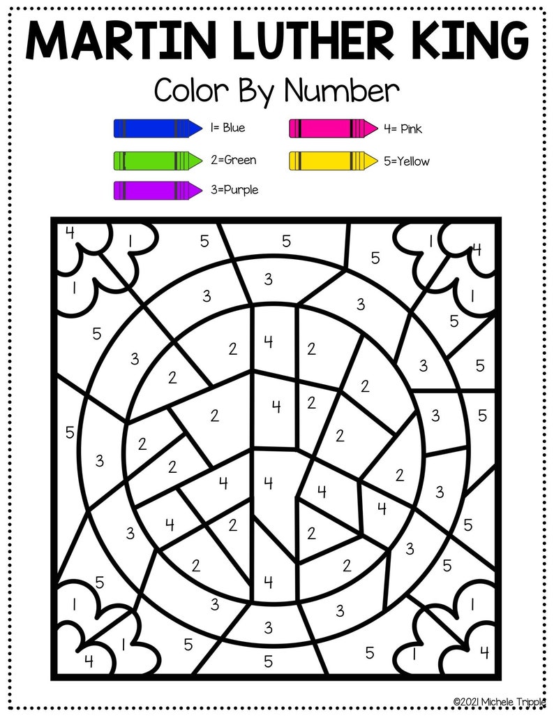 6 Martin Luther King Color by Number | Color by Number Martin Luther ...