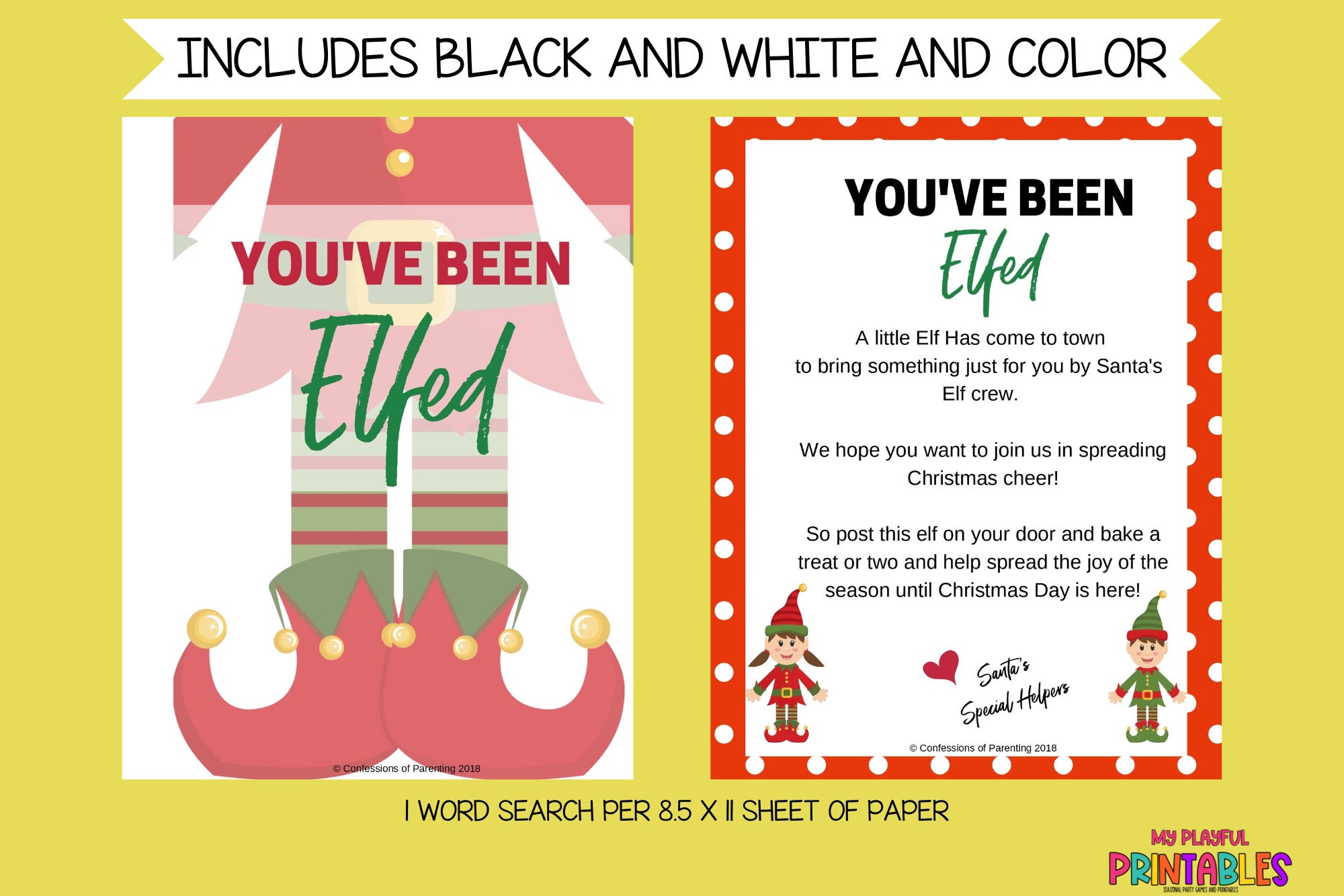 You've Been Elfed | Christmas Printable | Christmas Neighborhood Game ...