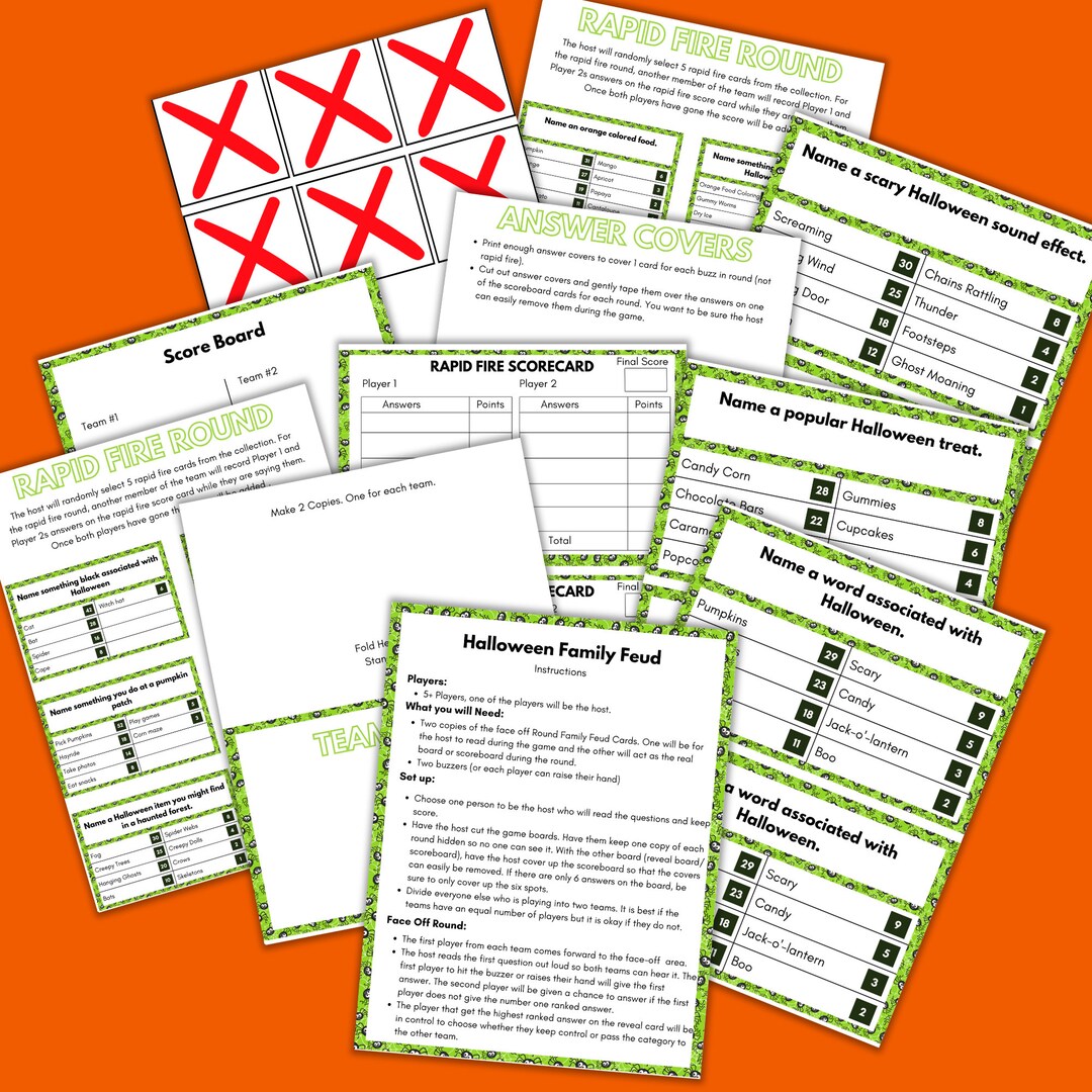 Halloween Family Feud Game Printable Halloween Game Halloween Party ...