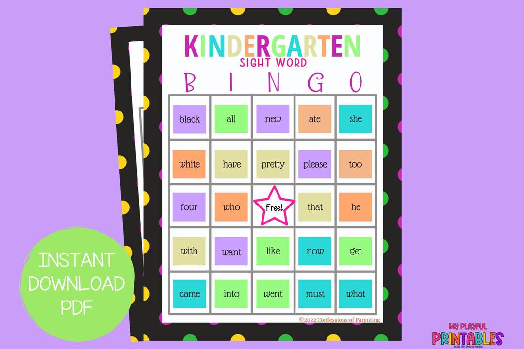 Kindergarten Sight Word Bingo Kindergarten Sight Words Sight Word ...