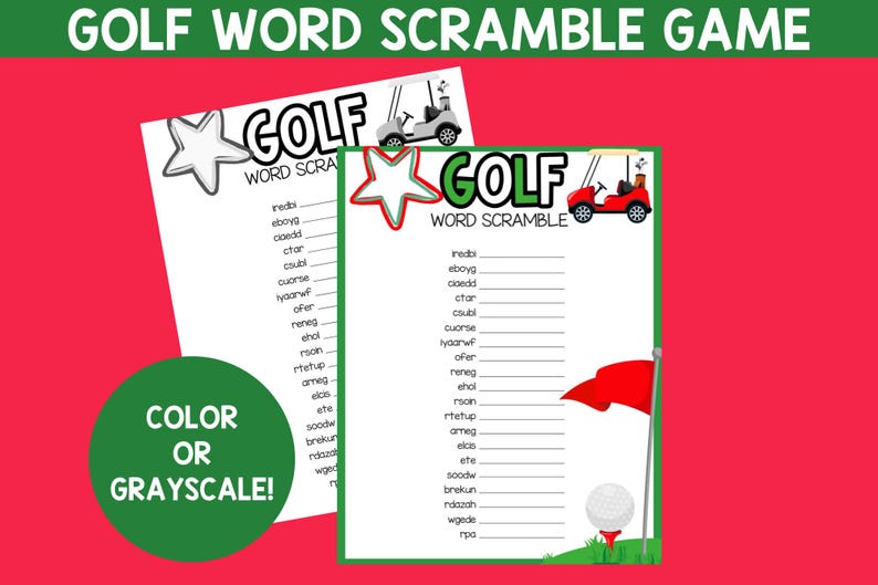 Golf Word Scramble Game | Printable Golf Party Games | Golf Tournament ...