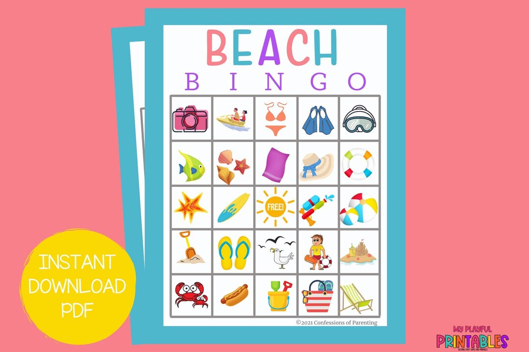 Beach Bingo Beach Themed Bingo for Kids Beach Party Idea Bingo PDF ...