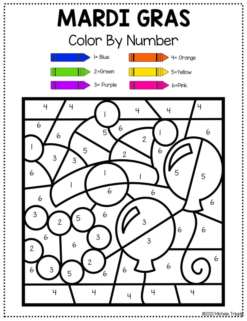 Mardi Gras Color by Number | Mardi Gras Coloring Sheet | Color by ...