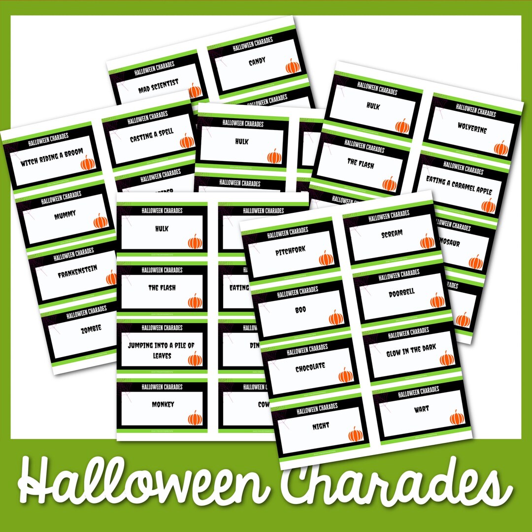 Halloween Charades | Printable Halloween Charades | Halloween-themed ...