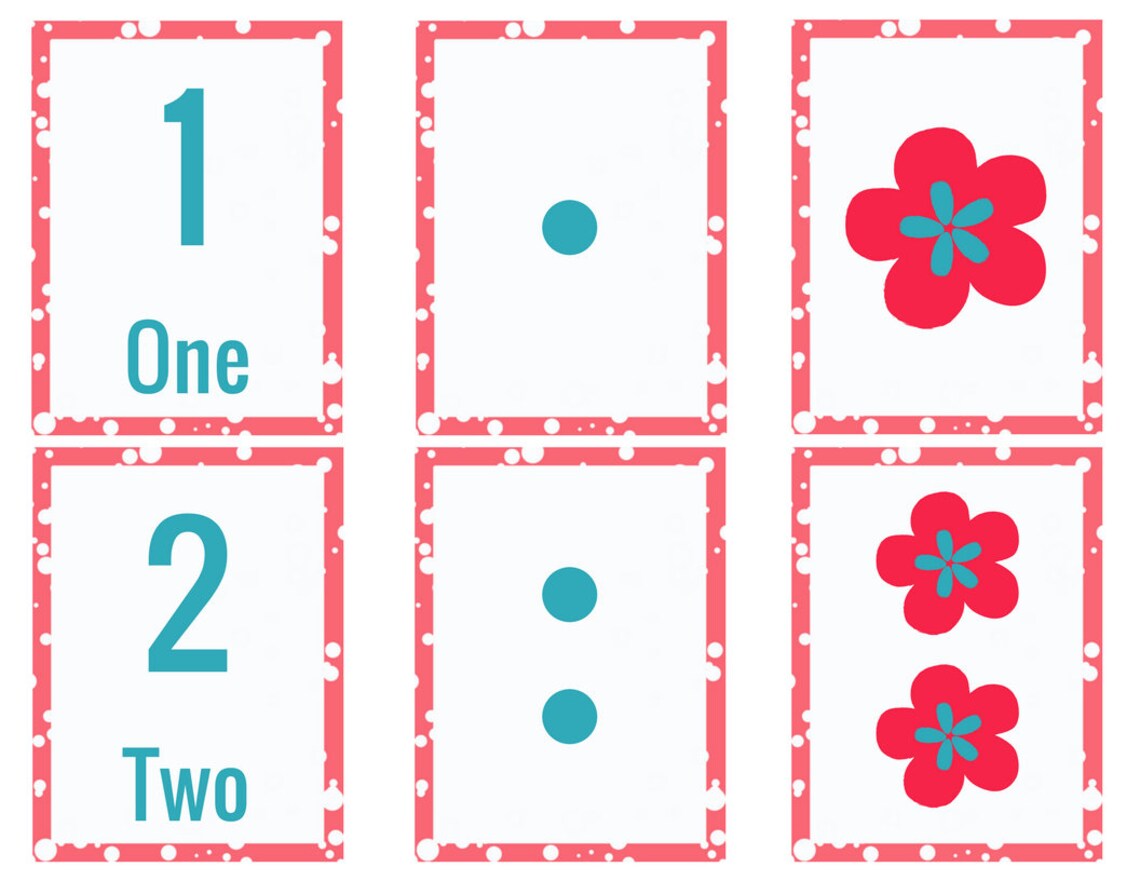 Number Recognition Flashcards Flowers - Etsy