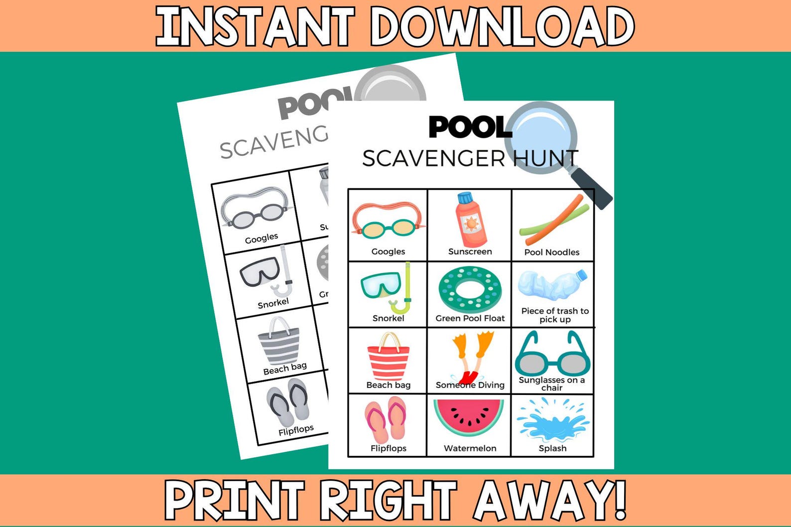 Pool Scavenger Hunt | Printable Pool Party Game | Summer Poolside ...