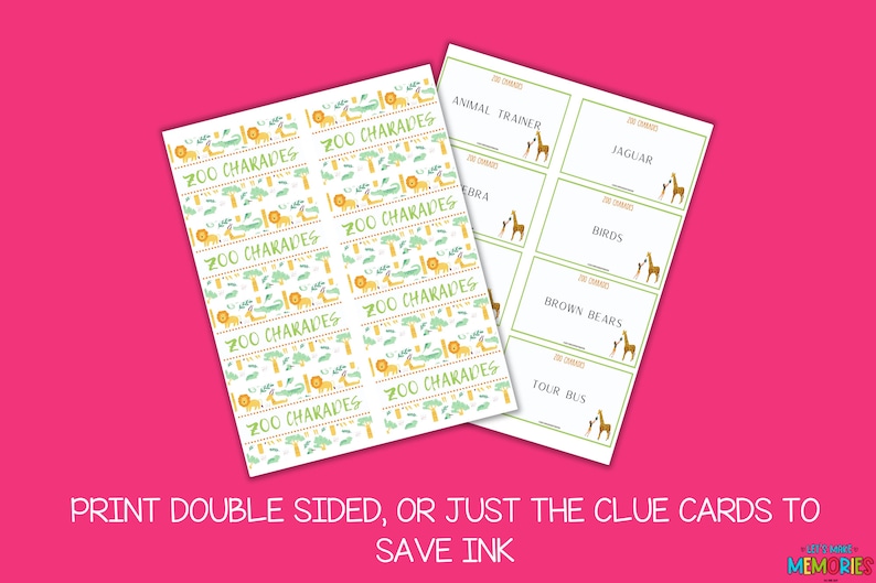 55 Zoo Charades | Family Game Night | Games for Kids | Printable Zoo ...