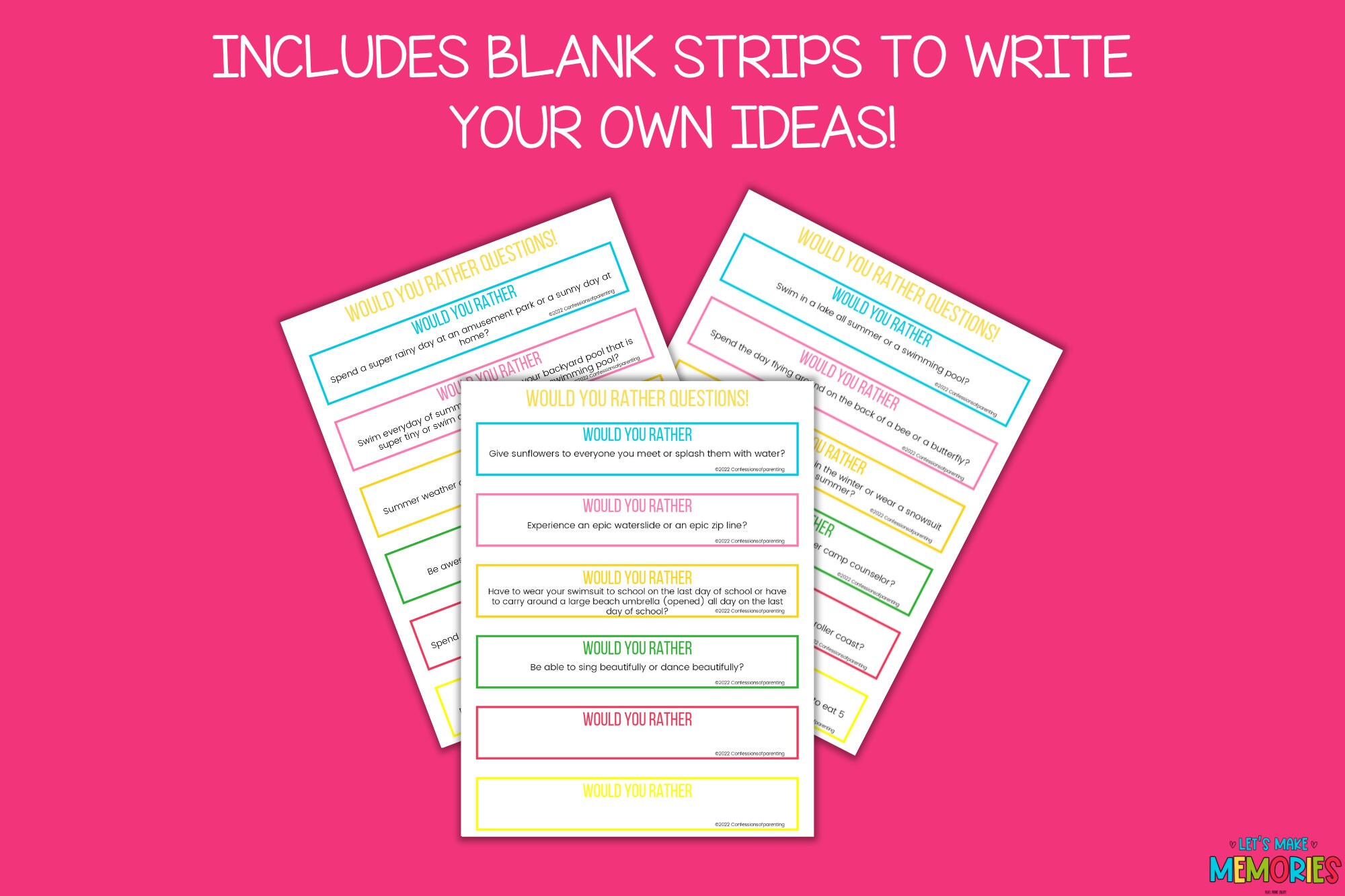 100 Summer Would You Rather Questions | Printable Summer Game | Would ...