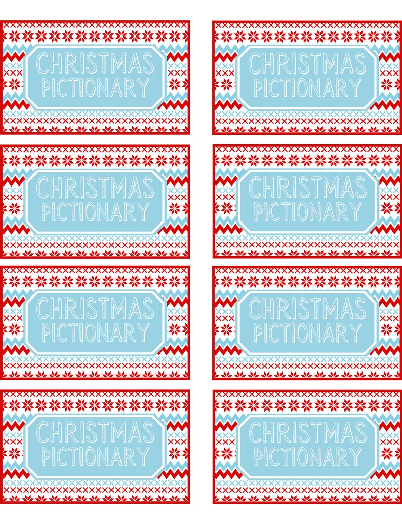 50+ Christmas Pictionary| Printable Christmas Pictionary Game ...