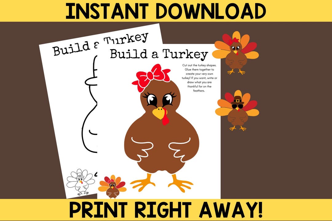 Build A Tukey Kid's Craft, Printable Thanksgiving Craft, Kid's ...