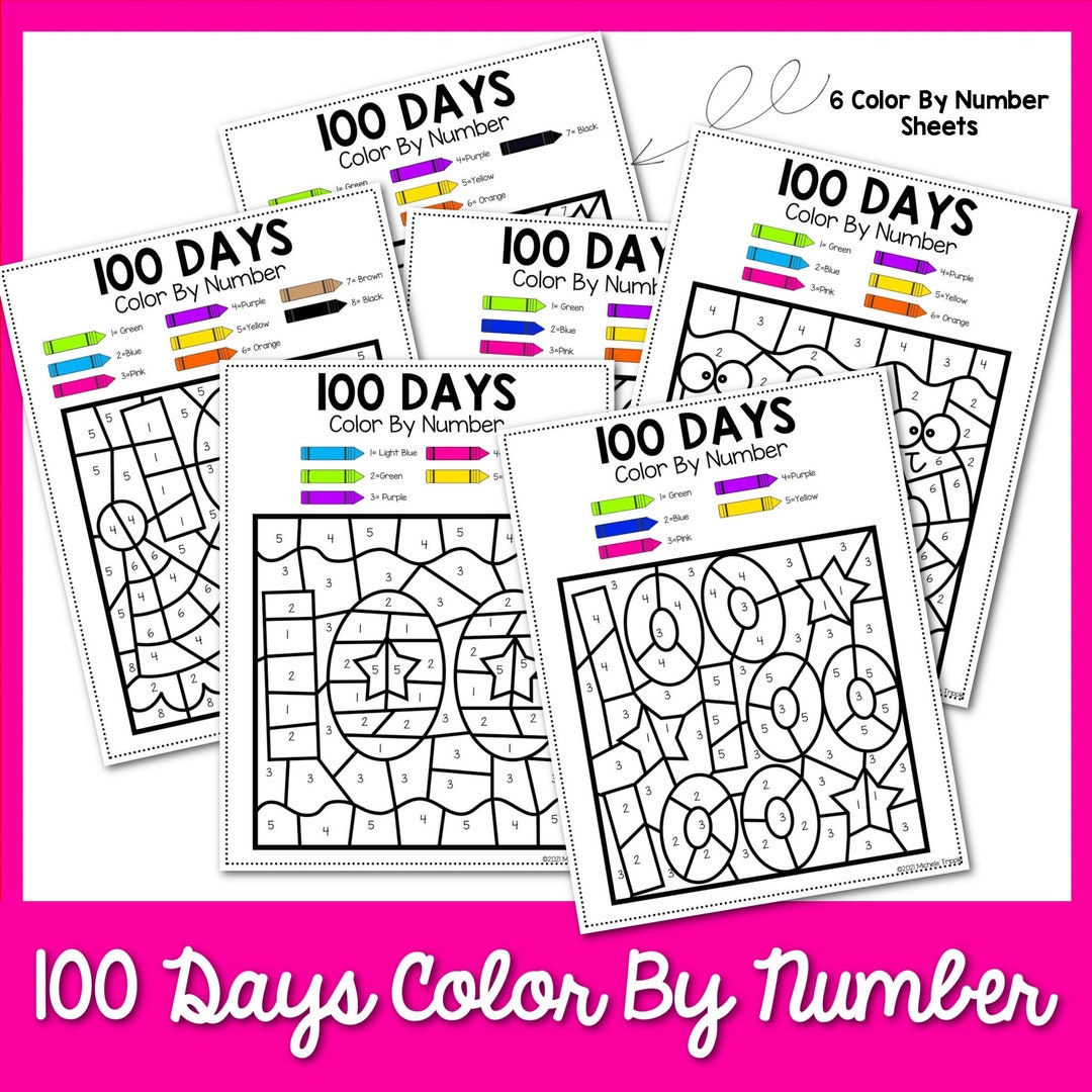 100 Days of School Color by Number | Color by Number Worksheet| 100 ...