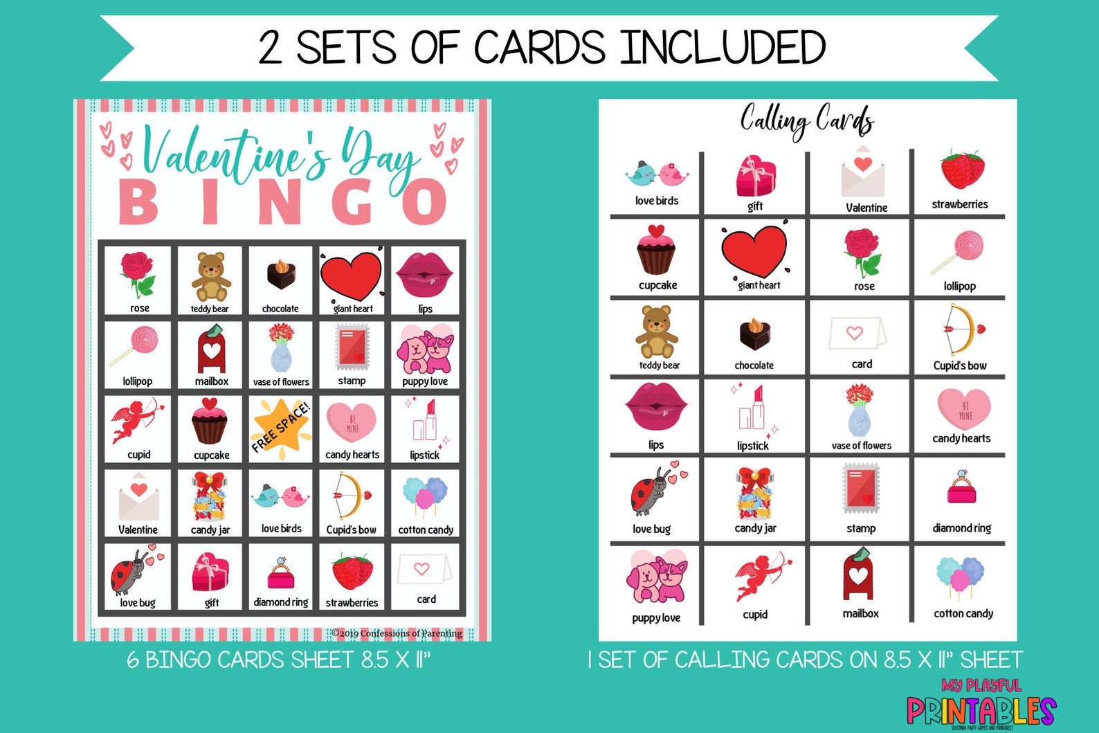 Valentine's Day Bingo Card Valentine Themed Bingo Game for Kids ...