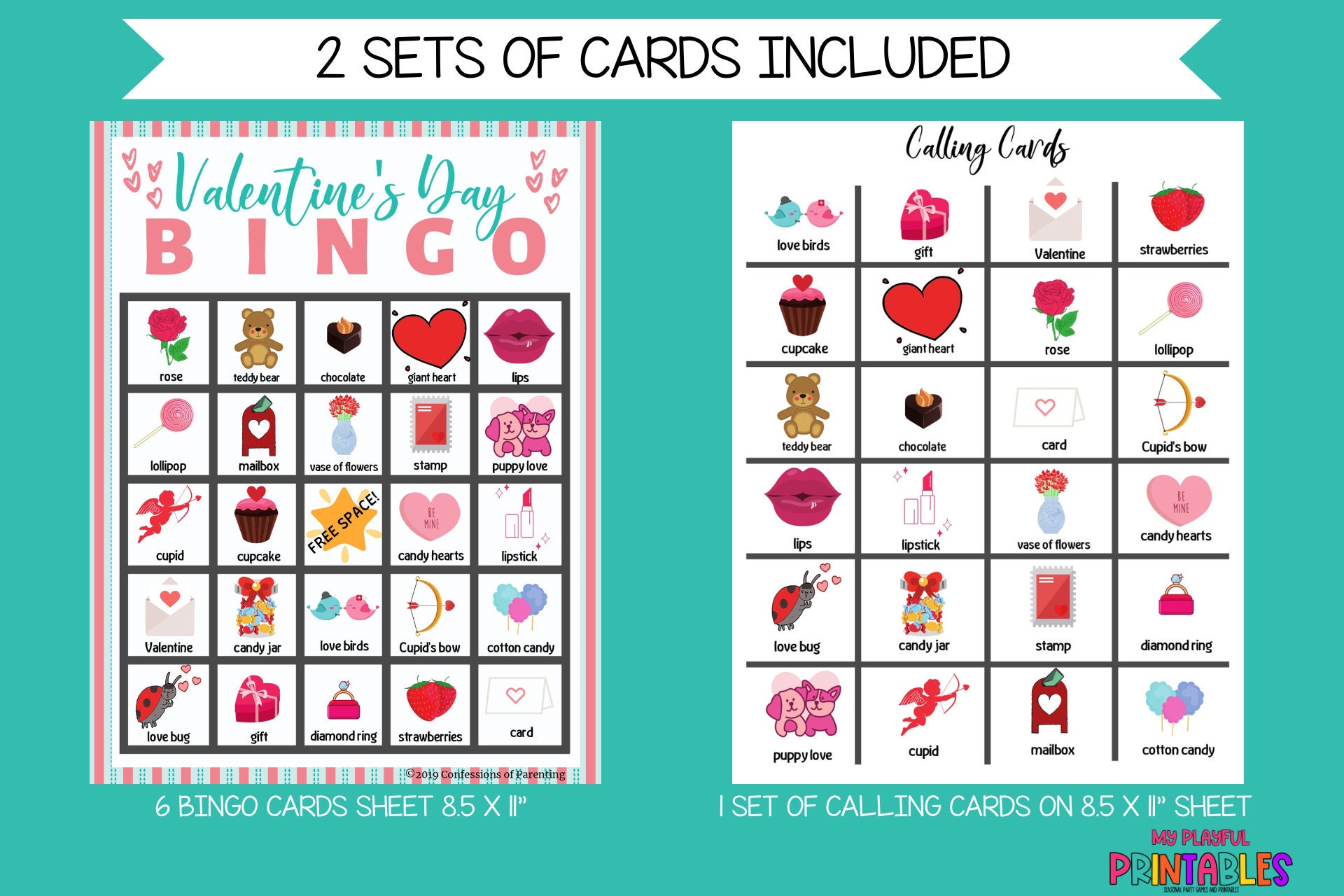 Valentine's Day Bingo Card Valentine Themed Bingo Game for Kids ...
