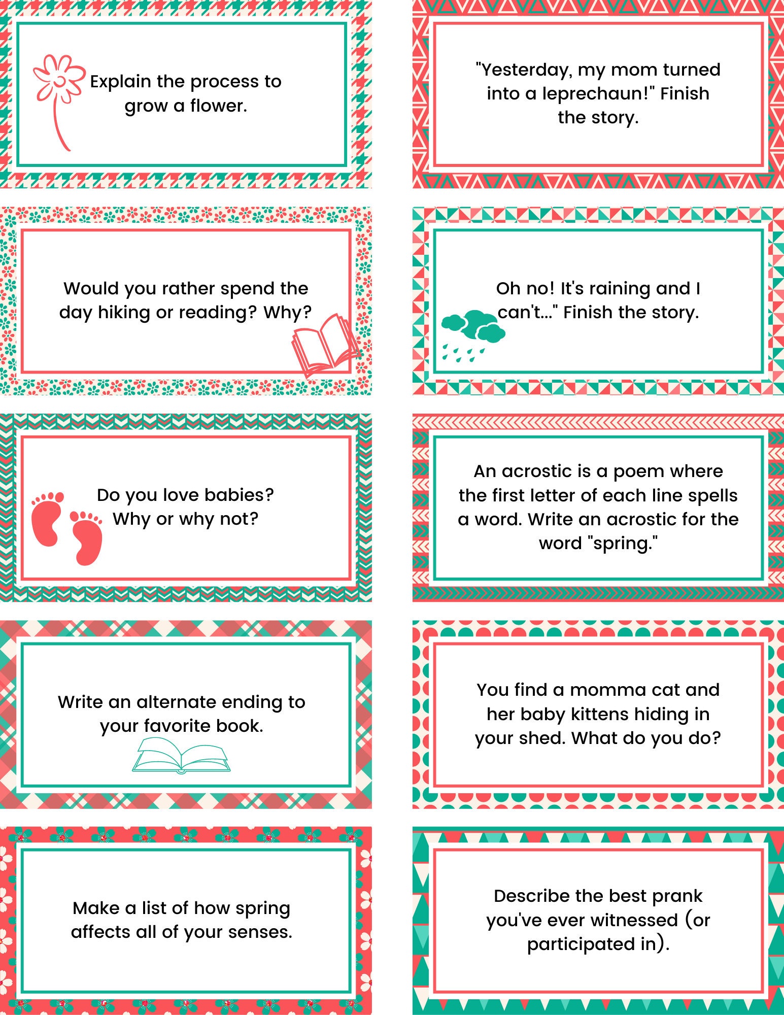 50 Spring Journal Prompts | Printable Spring Journaling Activity ...