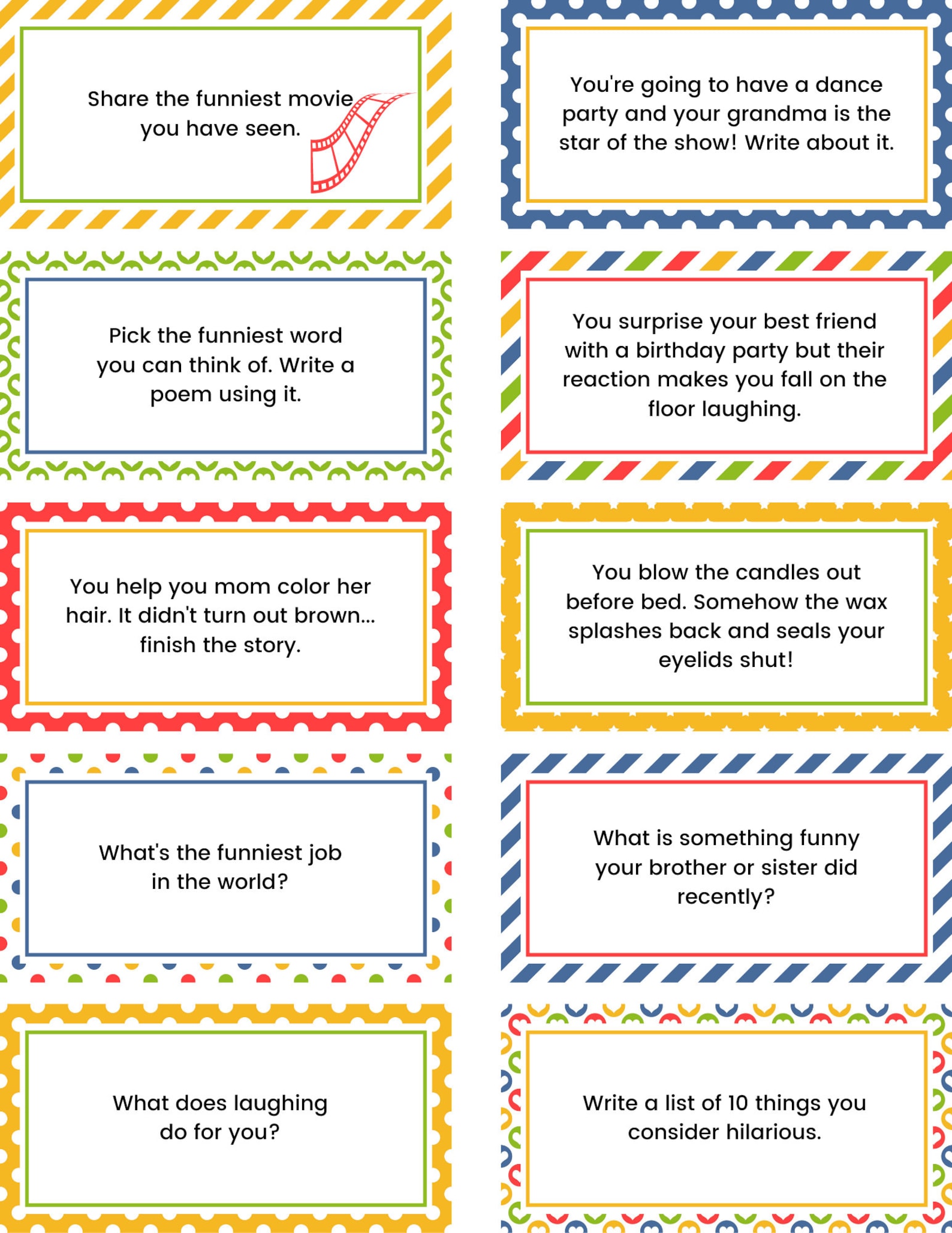 50 Funny Journal Prompts | Silly Writing Prompts | Printable Funny ...