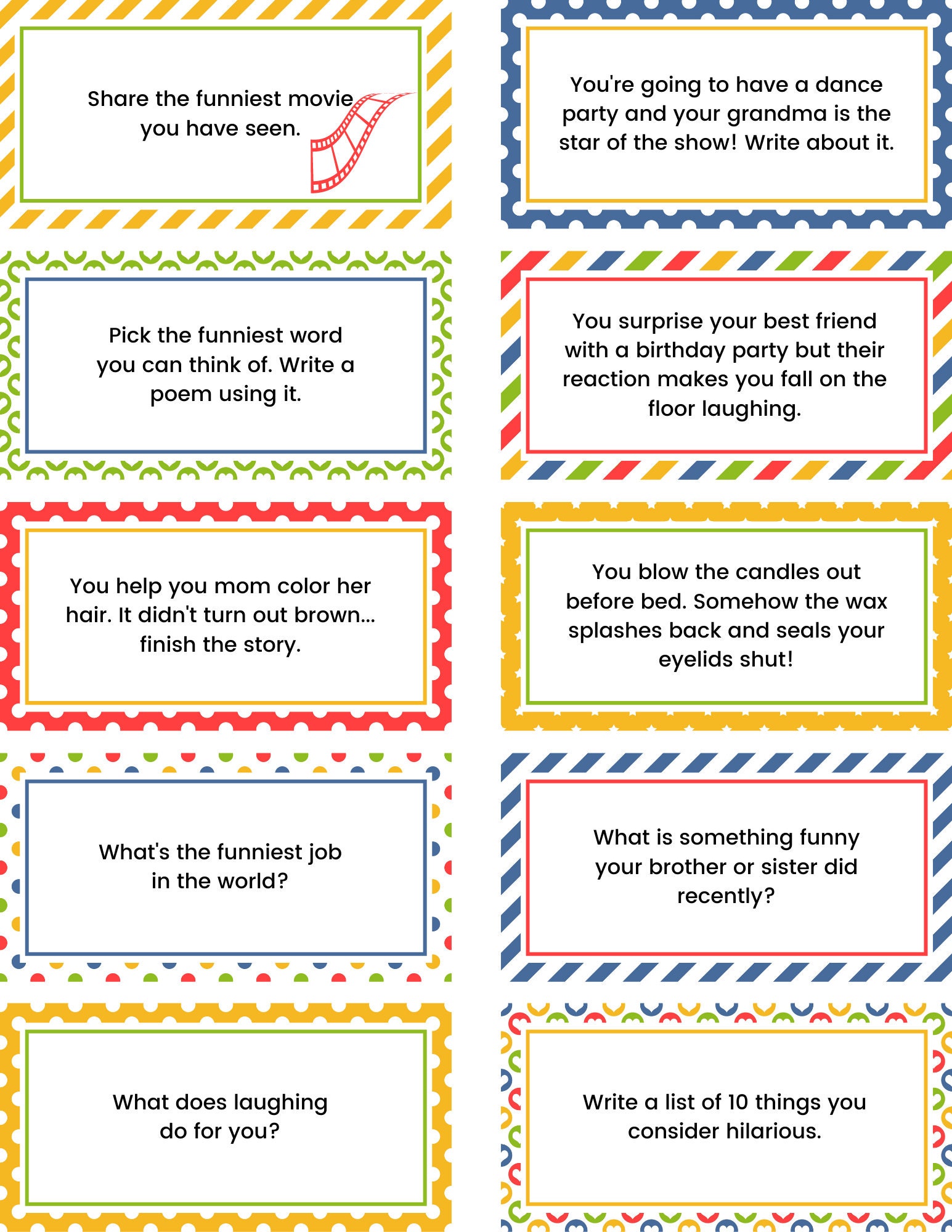 50 Funny Journal Prompts | Silly Writing Prompts | Printable Funny ...