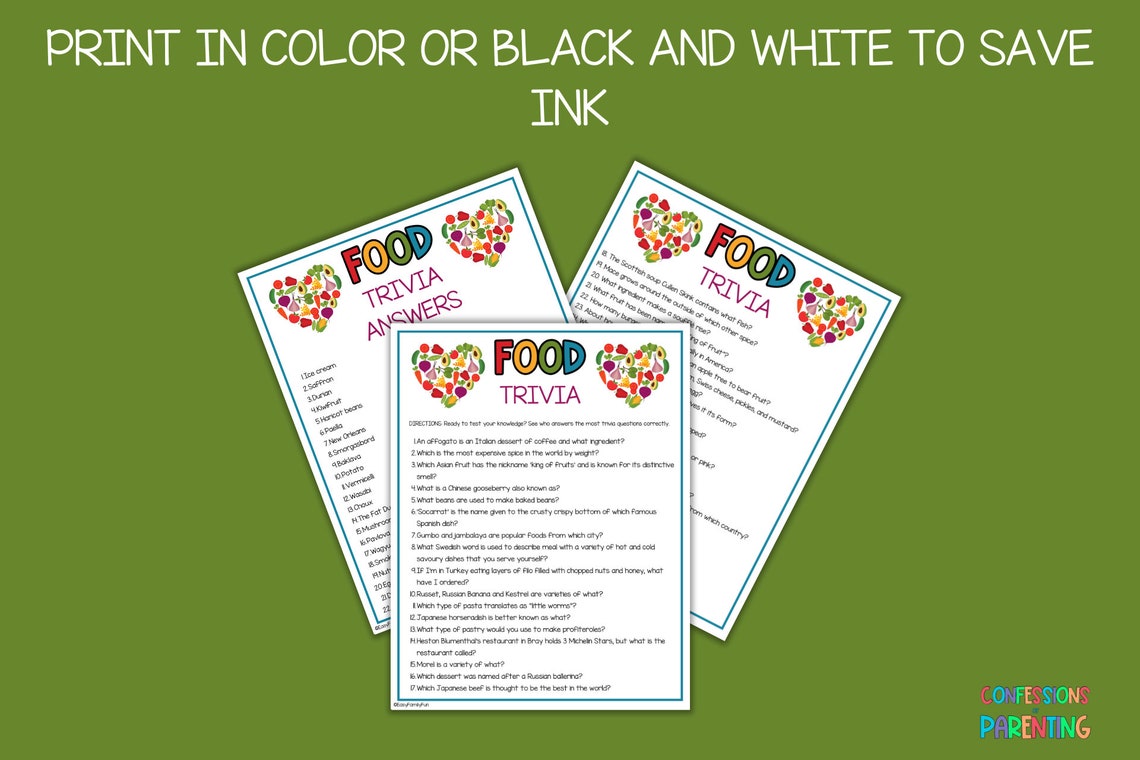 120 Food Trivia | Trivia for Kids | Classroom and Homeschool Trivia ...
