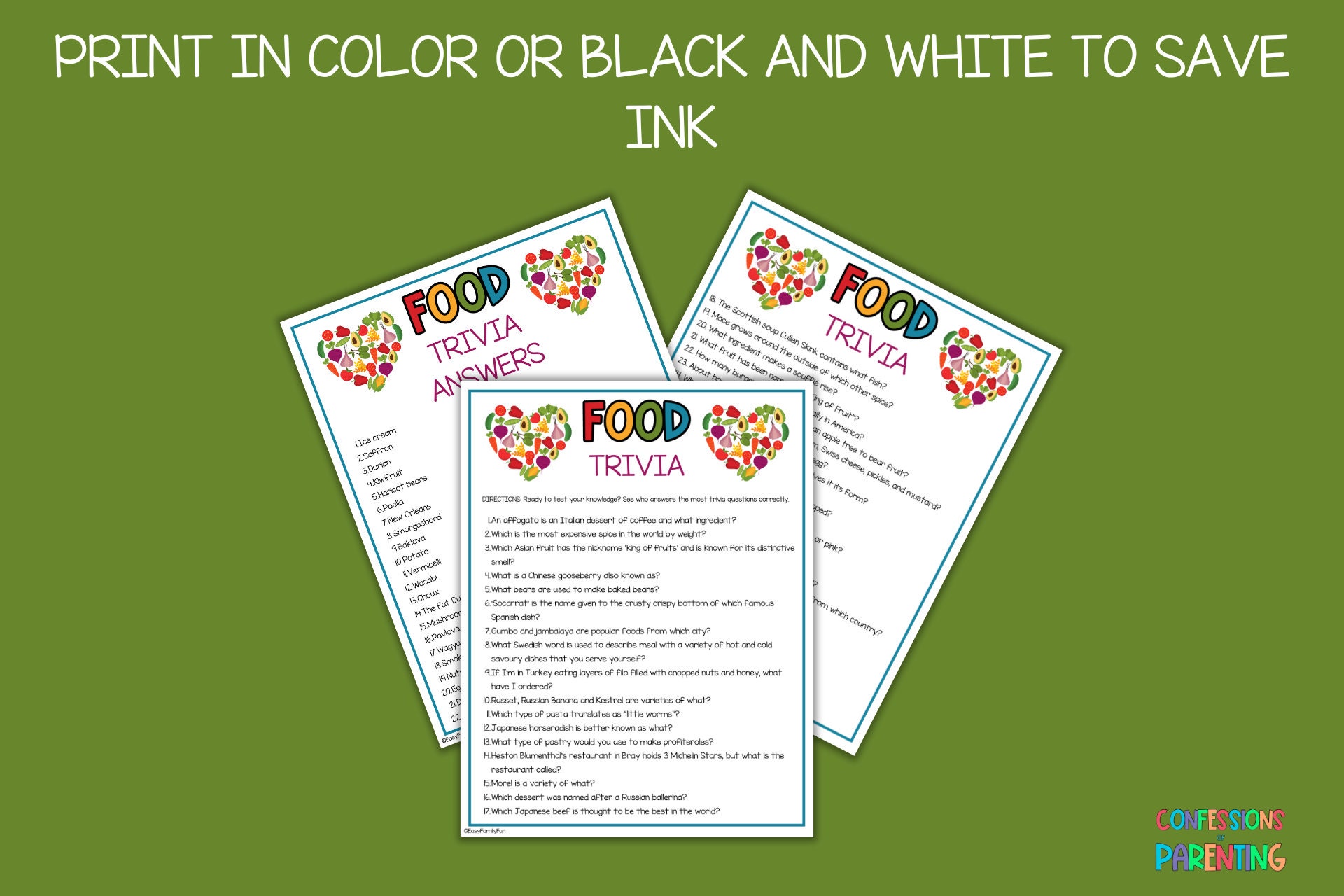 120 Food Trivia | Trivia for Kids | Classroom and Homeschool Trivia ...