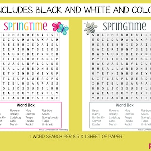Springtime Word Search for Kids| Spring Activities | Spring Puzzle ...