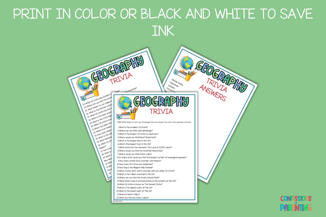 Geography Trivia Trivia for the Classroom Homeschool Trivia Trivia for ...