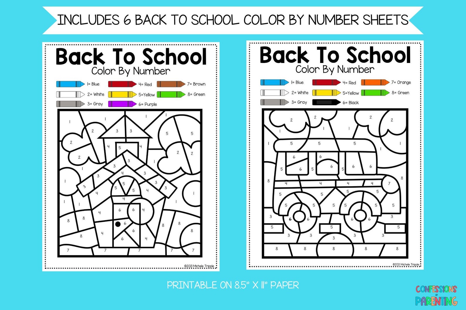 6 Back to School Activity| First Day of School Color by Number| Color ...