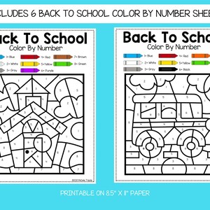 6 Back to School Activity| First Day of School Color by Number| Color ...