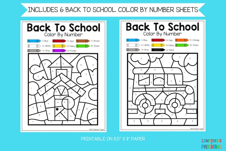 6 Back to School Activity| First Day of School Color by Number| Color ...