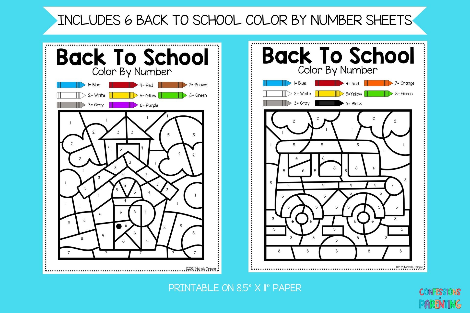 6 Back to School Activity| First Day of School Color by Number| Color ...