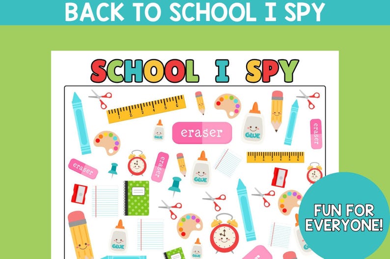 Back to School I Spy | Printable I Spy School Game | School I Spy PDF ...