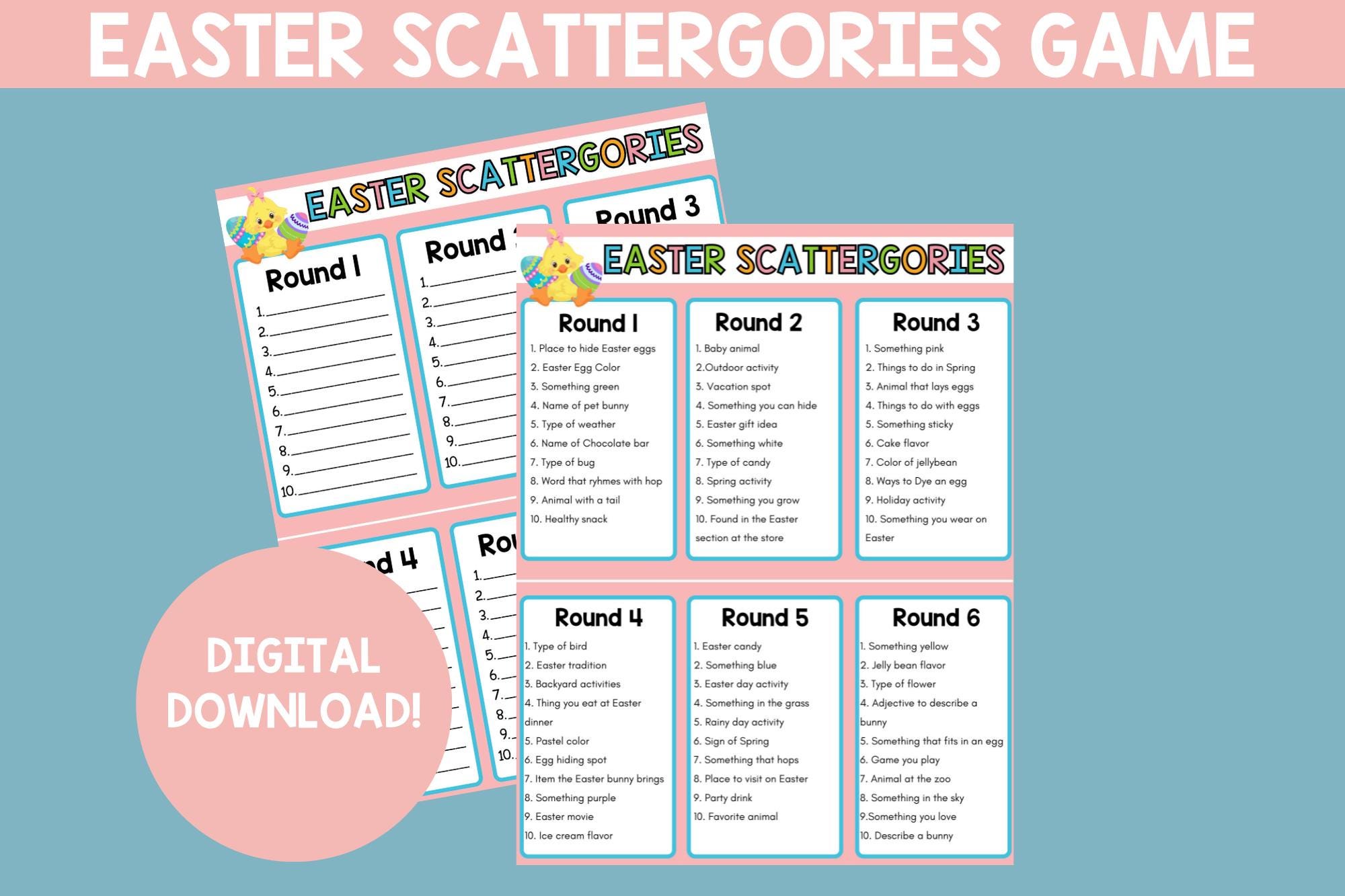 Easter Scattergories Game | Printable Easter Games | Scattergories ...