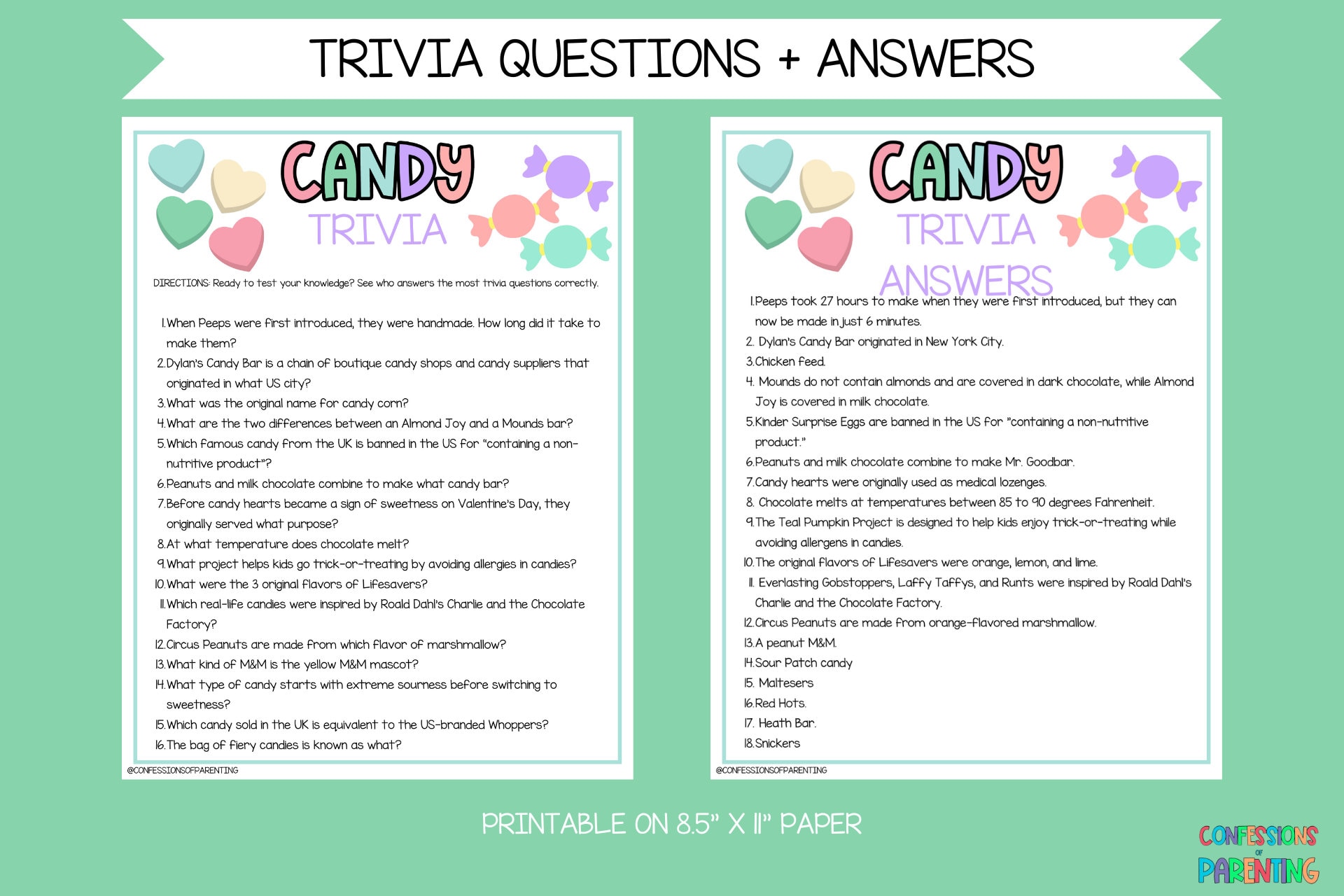 180+ Candy Trivia Questions| Printable Candy Trivia| Candy-themed Party ...