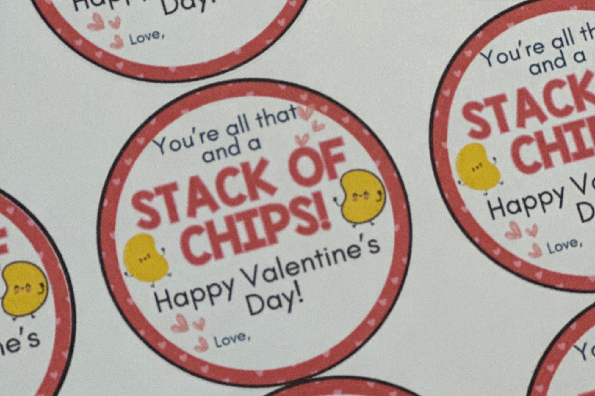 Editable "you're All That and a Stack of Chips" Valentine Labels ...