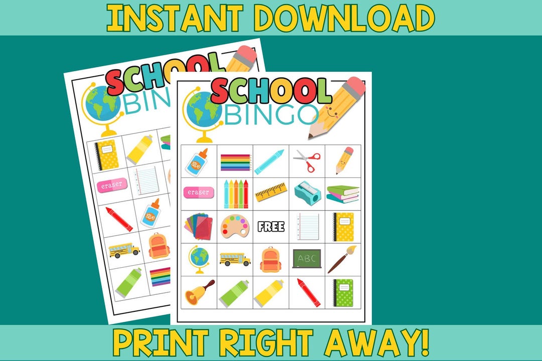 School Bingo | Back to School Bingo | Printable School Bingo ...