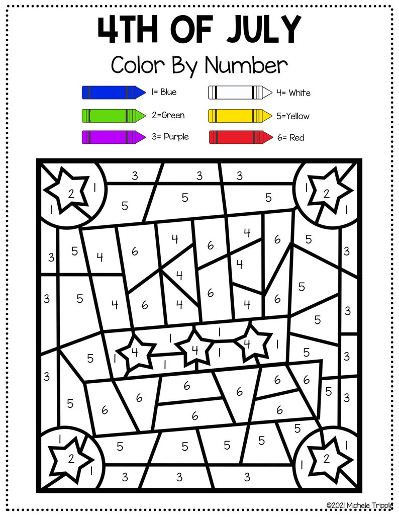 6 4th of July Color by Number Sheets | Printable 4th of July Color by ...