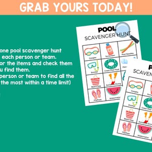 Pool Scavenger Hunt | Printable Pool Party Game | Summer Poolside ...