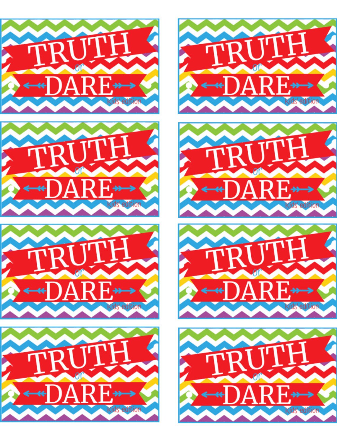 200 Truth or Dare Cards for Kids | Printable Truth or Dare Cards | Kids ...