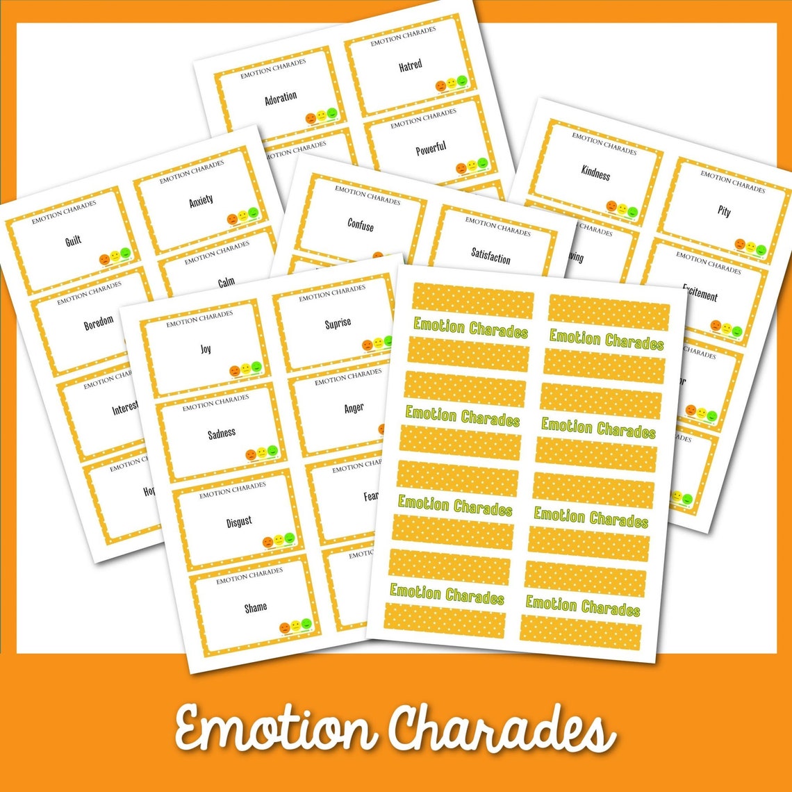 48 Emotion Charades | Feelings Charades | Feelings Charades | Classroom ...