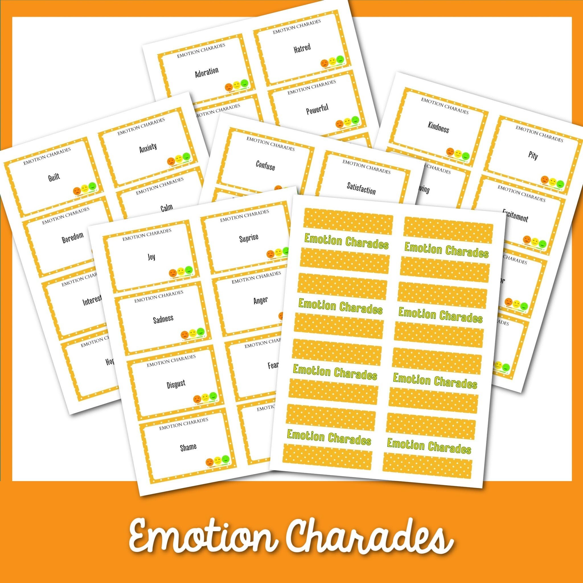 48 Emotion Charades | Feelings Charades | Feelings Charades | Classroom ...